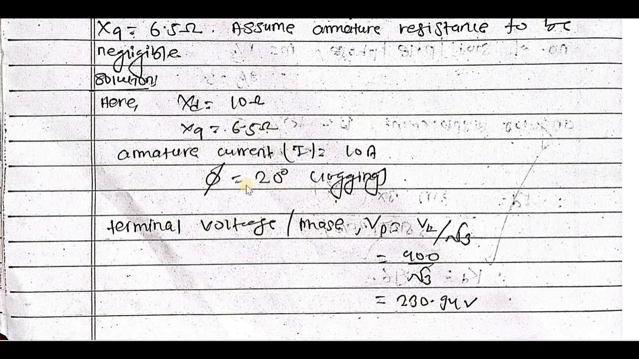 Numerical 12: Calculate the armature current components direct axis component and quadrature ...