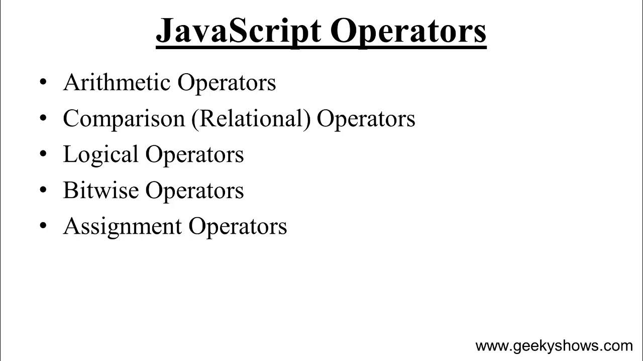 JavaScript Operators (Hindi) - YouTube