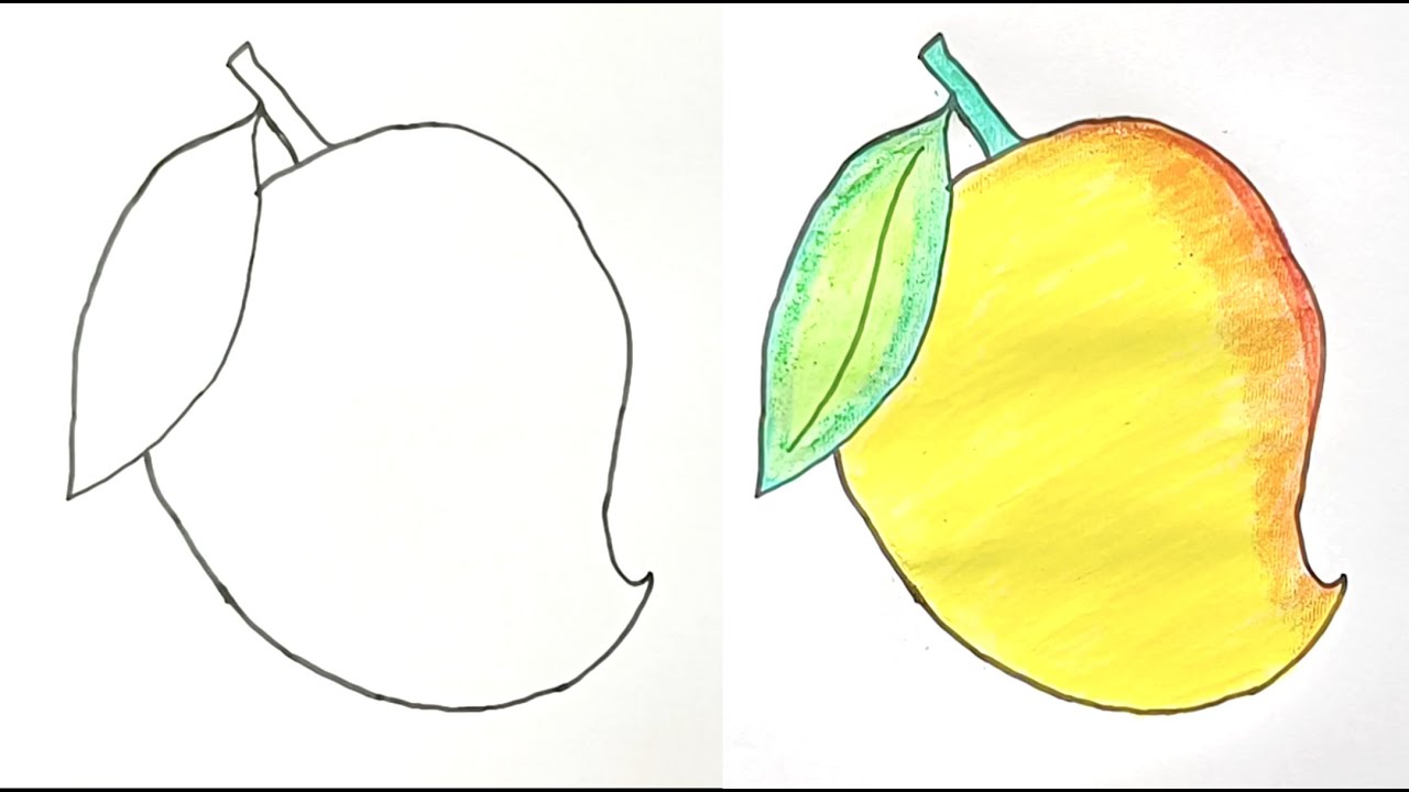How to draw simple Mango. Easy colouring Mango. #drawing #art Step by ...