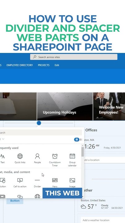 How to use Divider and Spacer Web Parts on a SharePoint page - YouTube