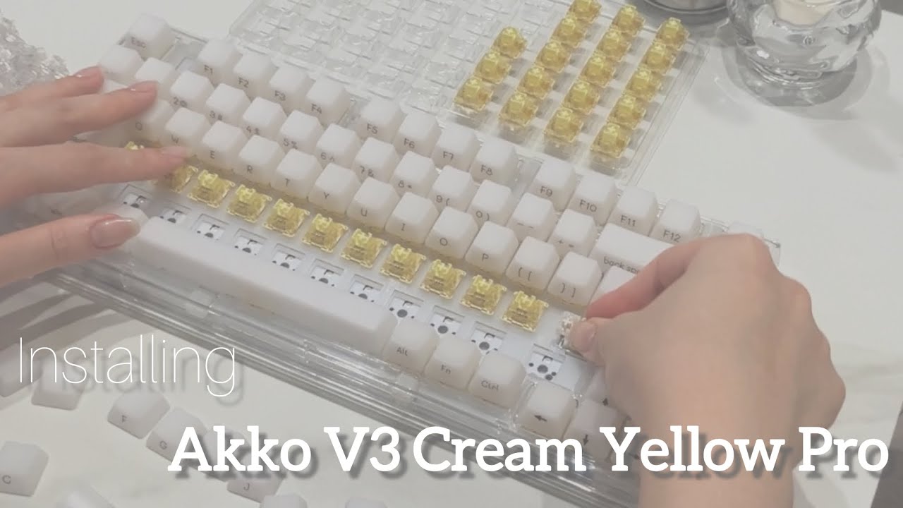 Akko v3 cream yellow pro to my keeb - YouTube