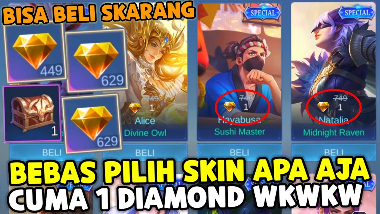 DIAMOND KUNING BISA DI PAKE SKRANG! BEBAS PILIH SKIN 1 DIAMOND - Mobile ...