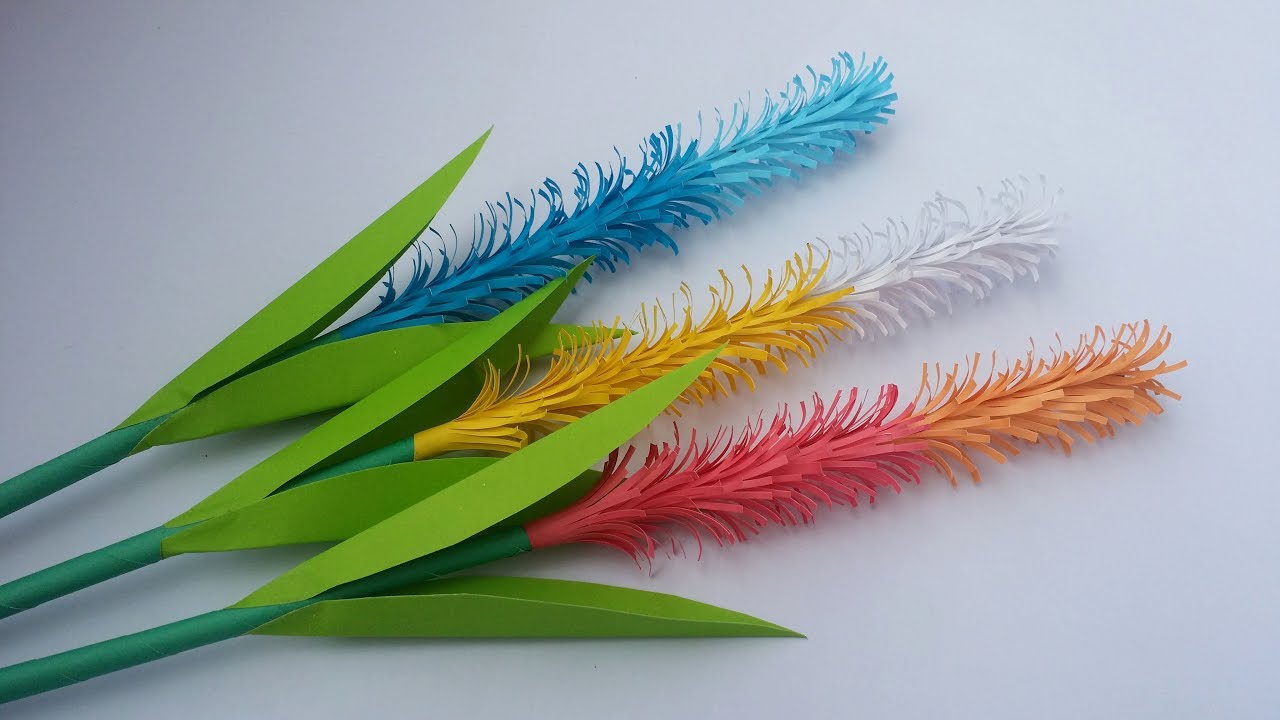 DIY. Paper flower stick!! How to make flower stick with colour paper ...