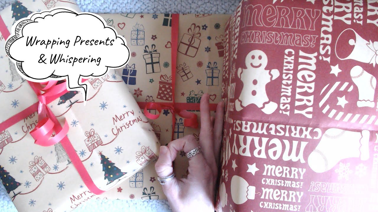 ASMR Christmas Present Wrapping + Whispered Ramble | Paper Sounds - YouTube