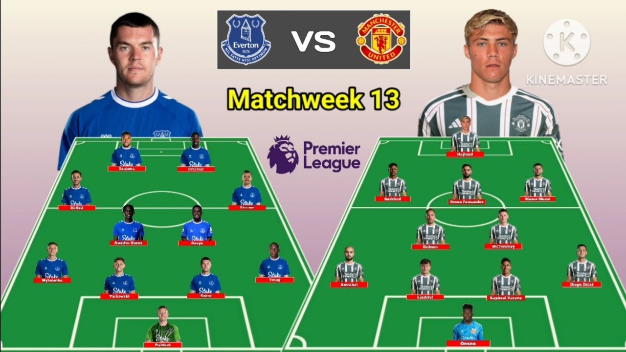 Head To Head Line Up Everton vs Manchester United Matchweek 13 Premier ...