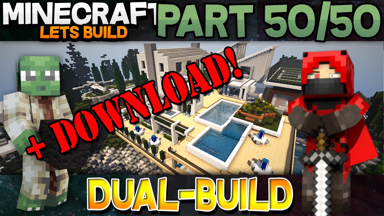 Minecraft Dual Build - Modern House E50/50 - tour - YouTube