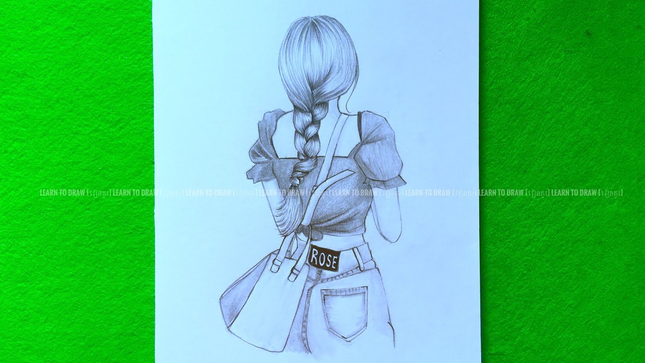 How to draw Rose Blackpink || girl sketch with bag || Blackpink pencil ...