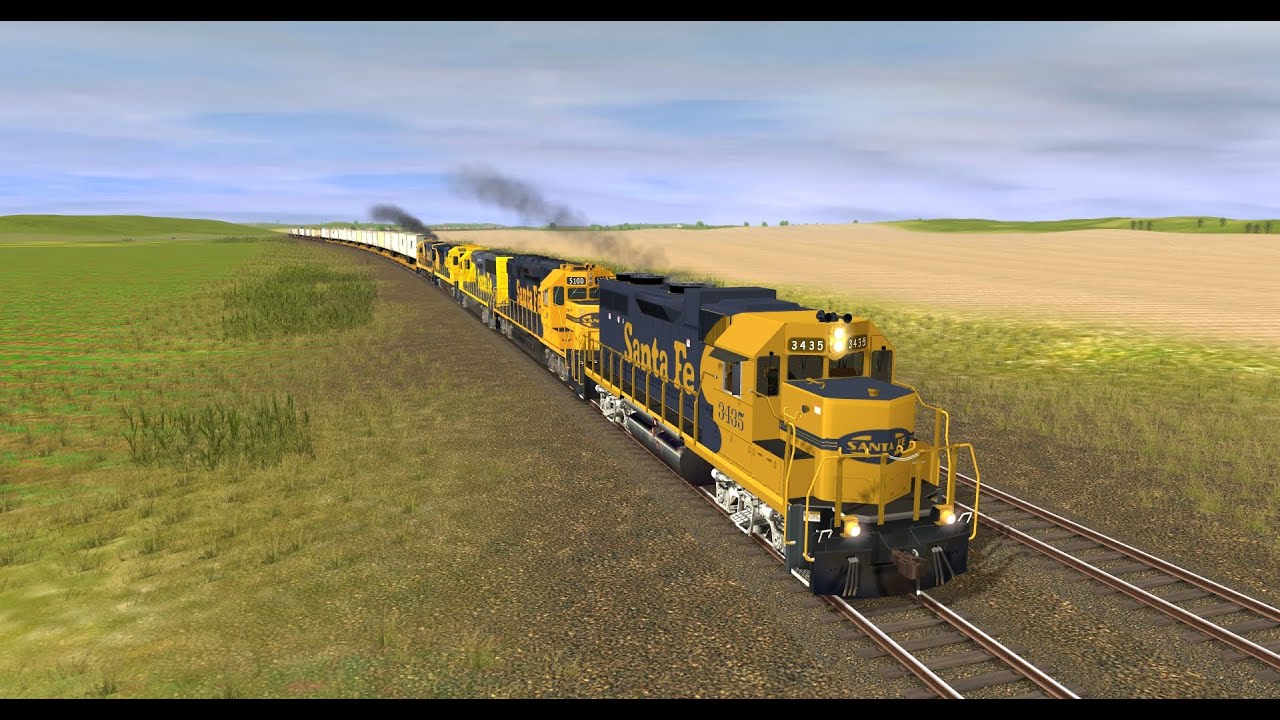 Trainz Runby: ATSF TOFC Train with a GP39-2u Leading in 1990 - YouTube