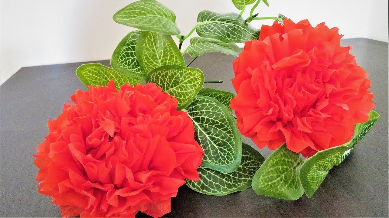 DIY Tissue paper flower tutorial-Easy - YouTube