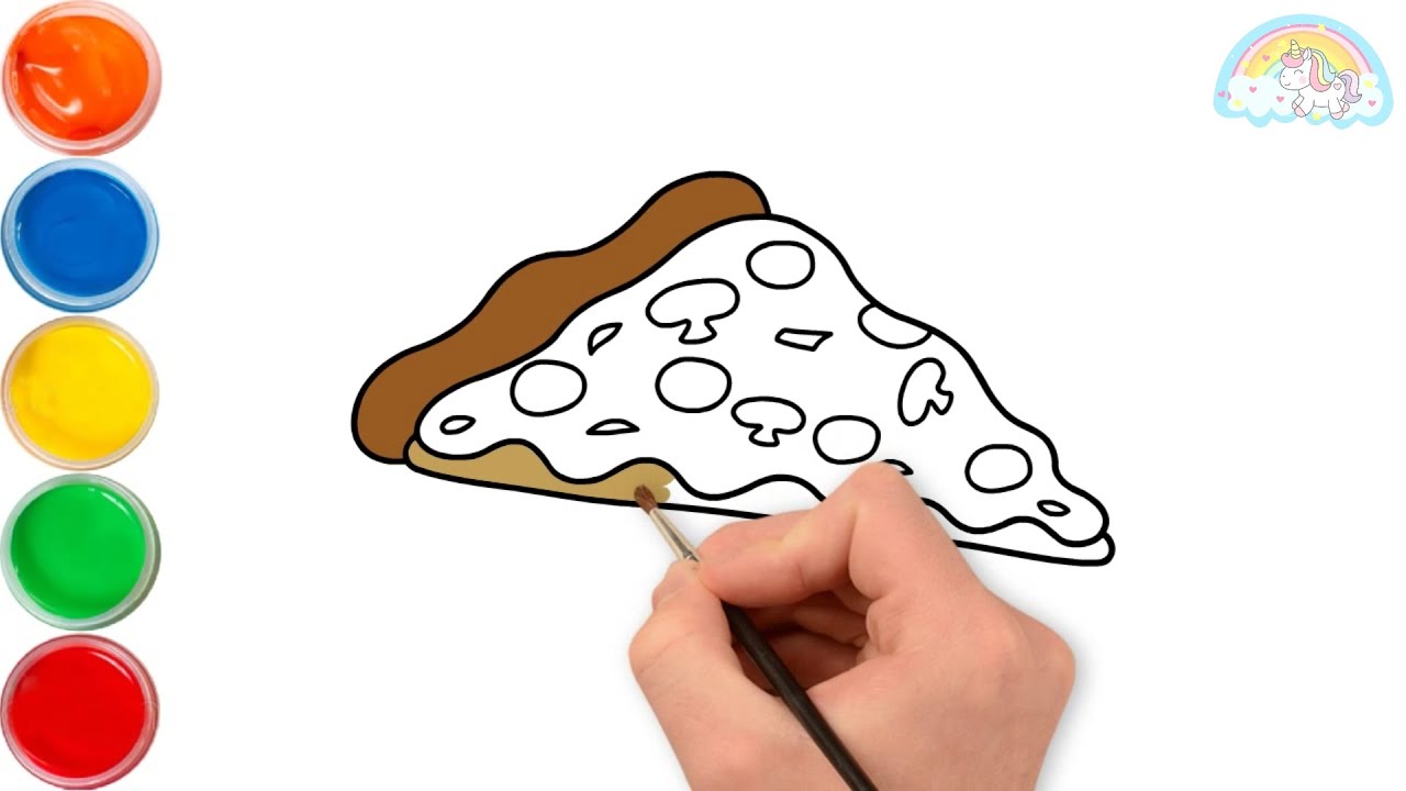 How to draw and color PIZZA for kids EASY and STEP BY STEP? 😍🌹 - YouTube
