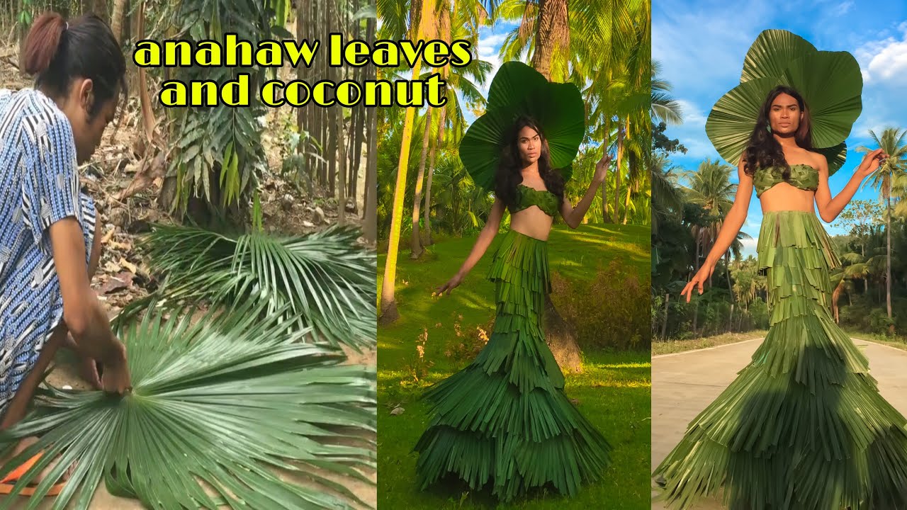 Anahaw and Coconut leaves into a two piece Mermaid Gown (natures ...