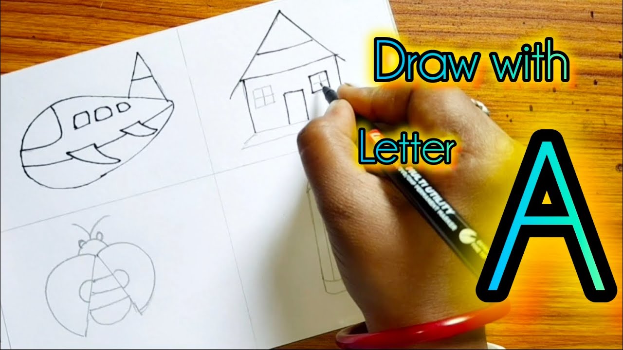 draw with letter A #easy #drawing - YouTube