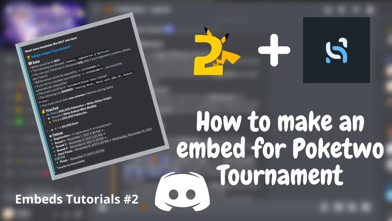 How to make an embed for Pokétwo Tournament in Discord | Easy Discohook ...