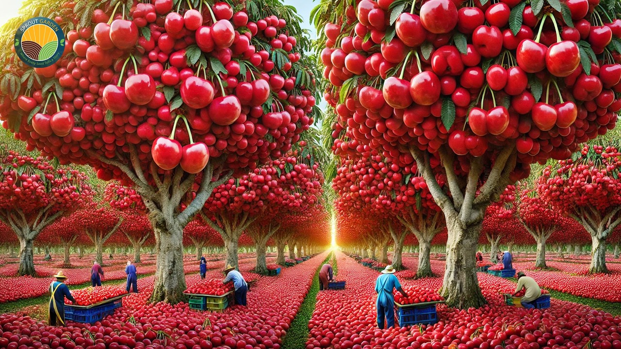 How Farmers Harvest Cherries by Hand - Sorting and Processing Factory ...