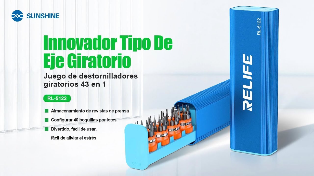 Juego de destornilladores giratorios RELIFE RL-5122 43 en 1 - YouTube