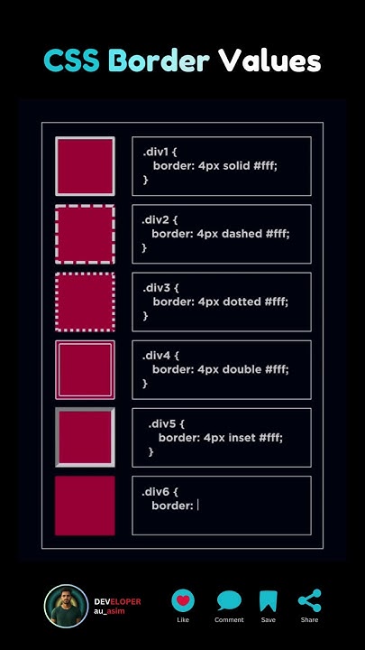 Css Border Values Html Css Javascript Coding Webdesign Webdevelopment Youtube 6208