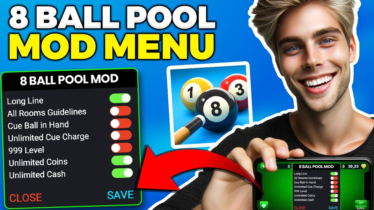 8 BALL POOL MOD MENU APK - Líneas Largas/Auto Play, Dinero Ilimitado, Nivel 999 (Android/iOS ...