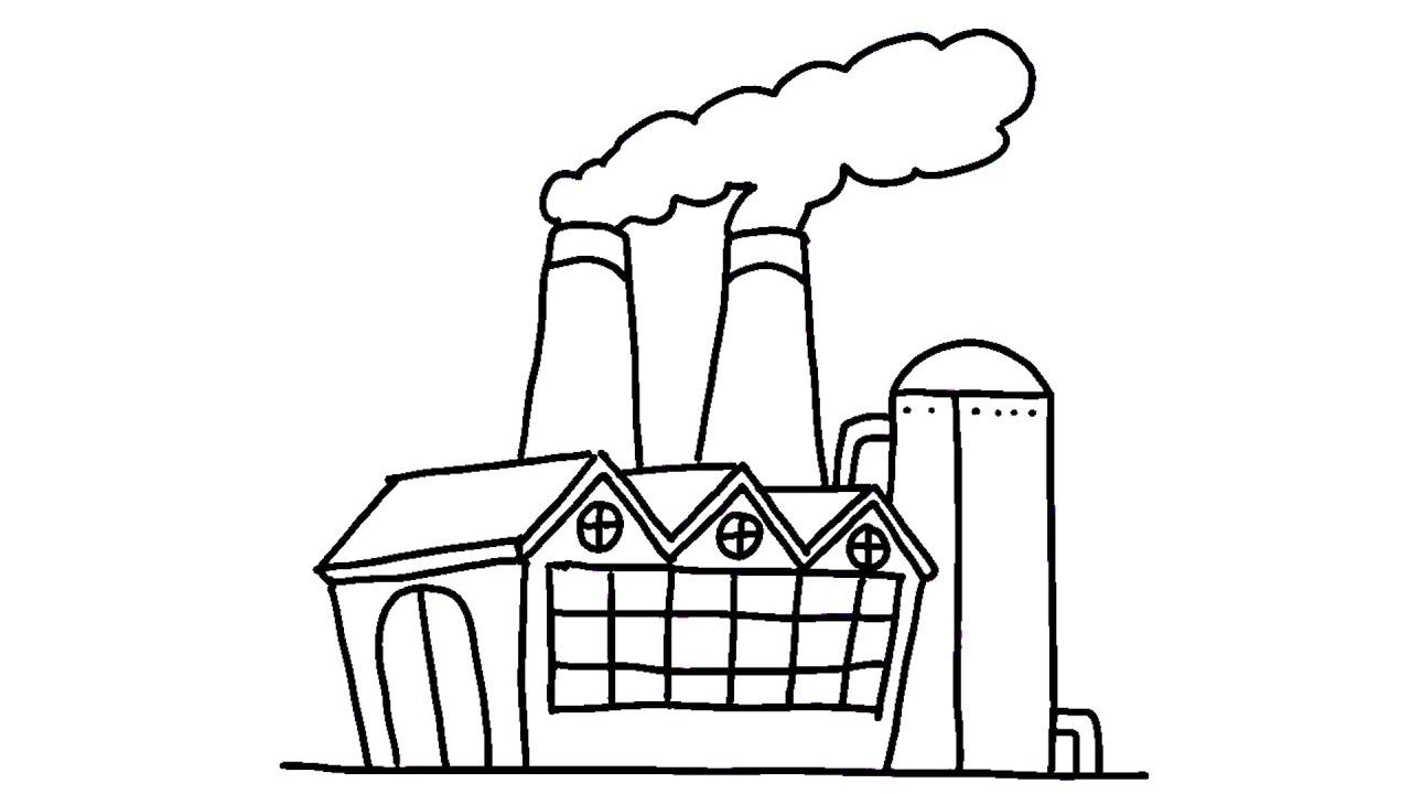 How to draw a Cute Factory, step by step, Draw Cute Things - YouTube