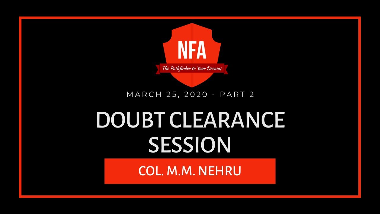 SSB Doubt Clearance With Col Nehru ( 25th March, 2020) (Part 2) - YouTube