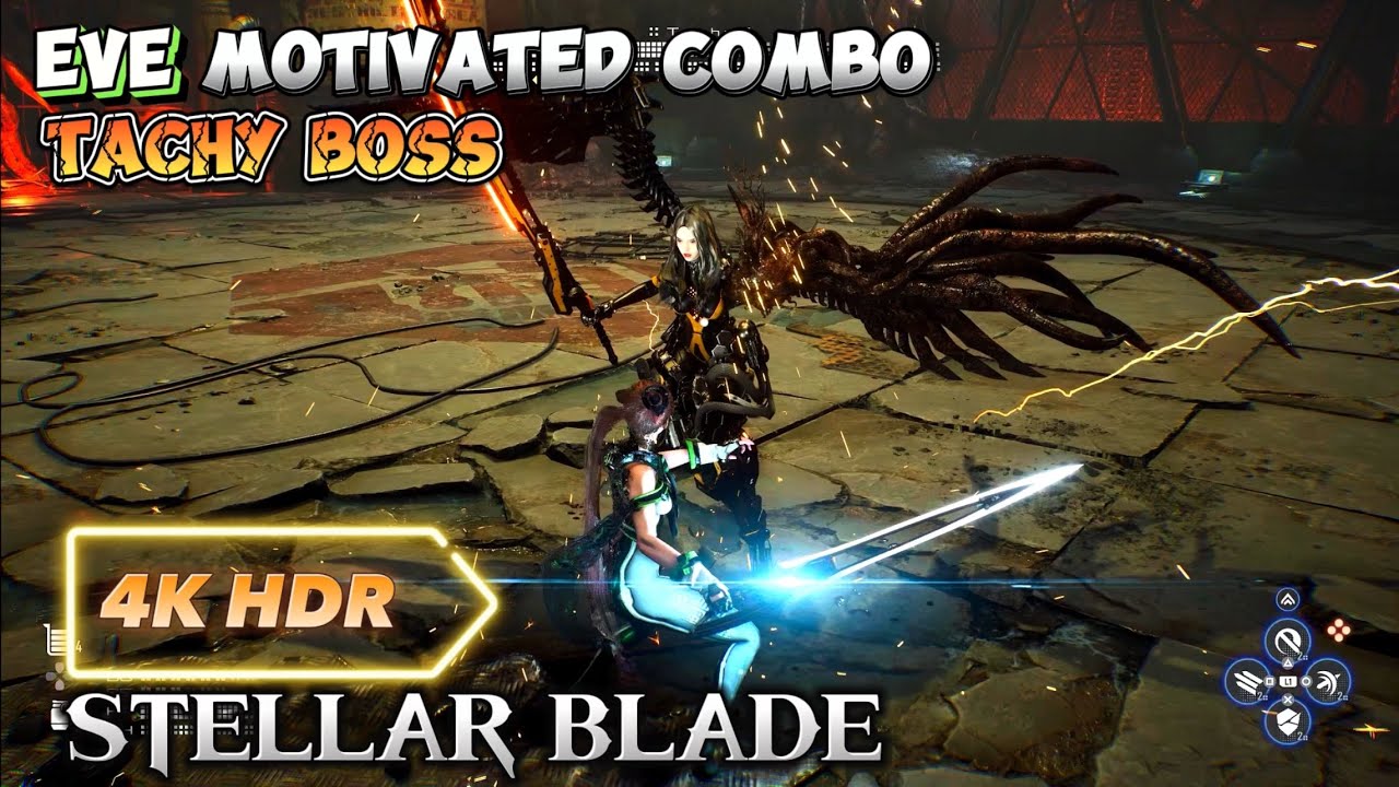 STELLAR BLADE 4K HDR EVE MOTIVATED COMBO, TACHY BOSS, combat gameplay ...