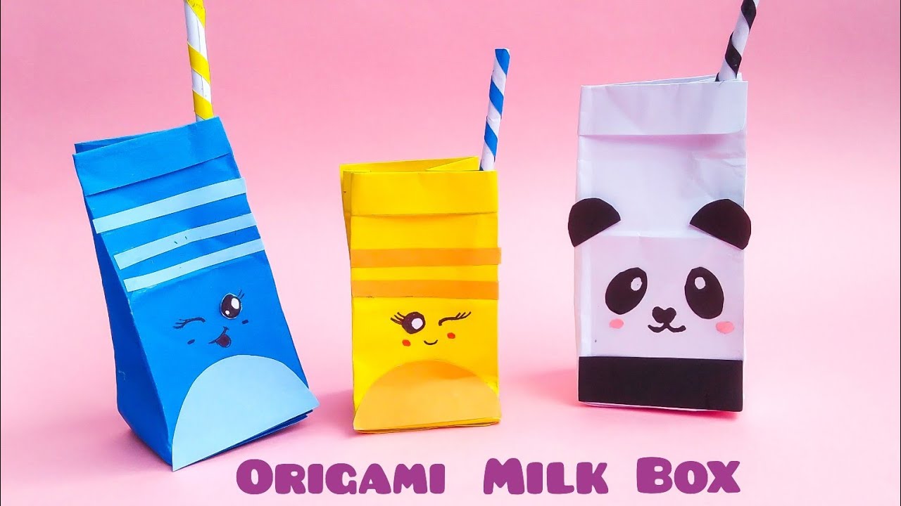 Origami Paper Milk Box / DIY Cute Gift Box / Making paper milk box ...