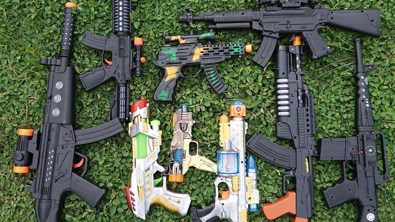 Collecting 7 Sniper Rifles and AK47 Guns Cannon Water Gun Machine Gun ...