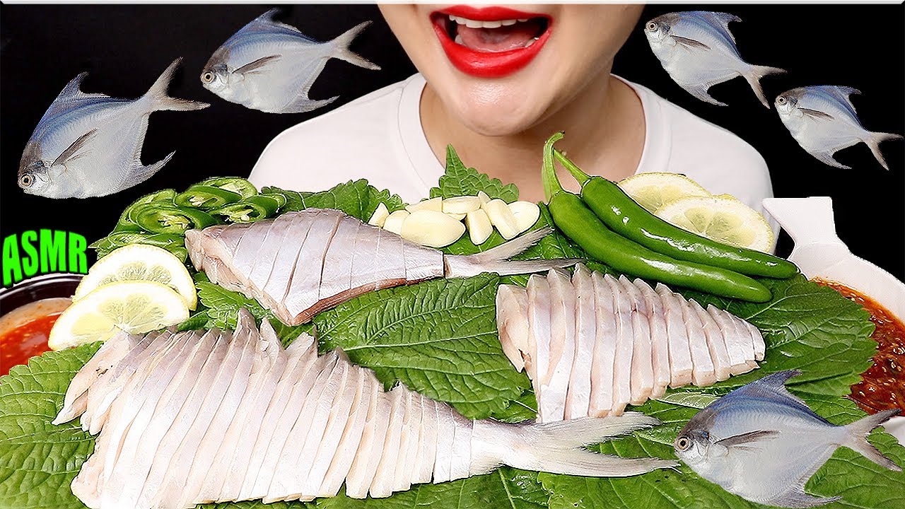 🐟SILVER POMFRET SASHIMI BUTTERFISH 🐟ASMR 병어회 NO TALKING MUKBANG EATING ...