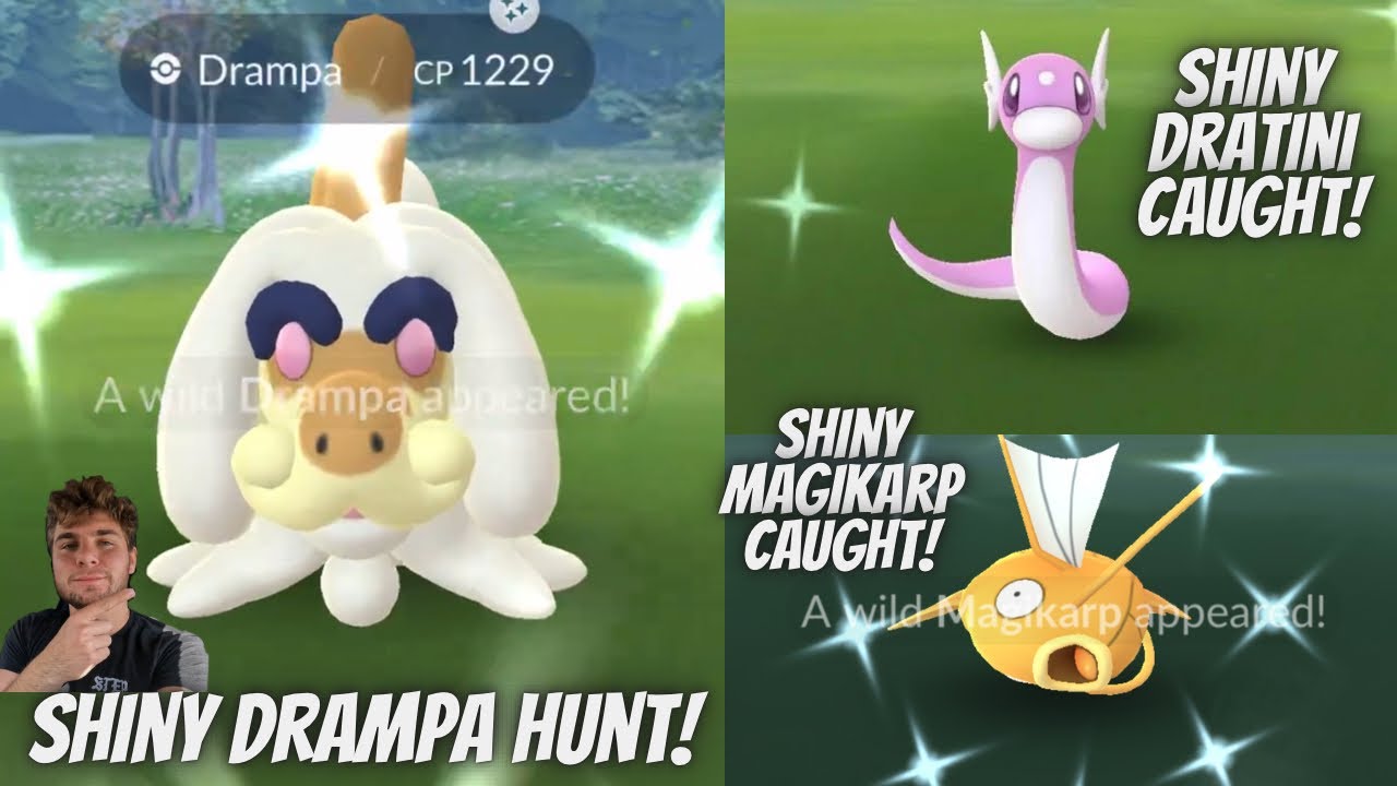 Shiny Drampa Hunt! Shiny Dratini, Shiny Magikarp CAUGHT and More In ...