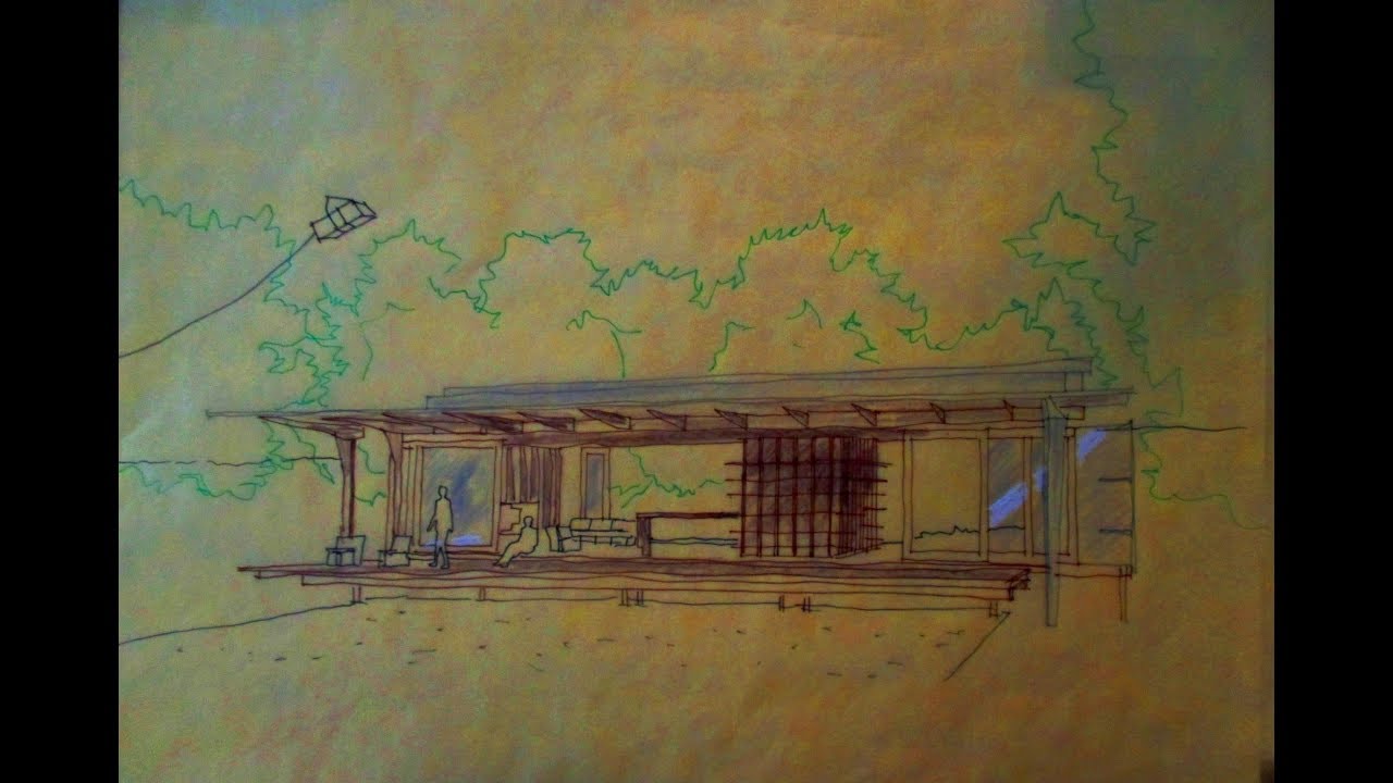 Transform a revit perspective in a pen and pencil sketch - YouTube