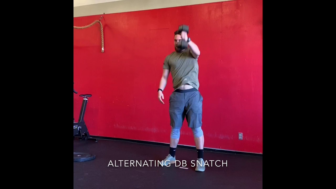 Alternating dumbbell snatch - YouTube