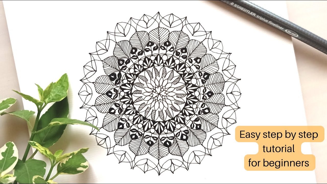 Draw easy mandala art step by step tutorial for beginners. - YouTube