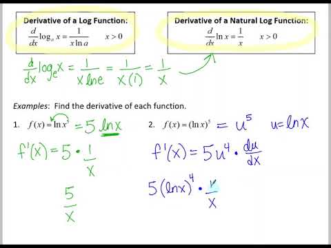 3.4a notes Derivatives of Logarithmic Functions - YouTube