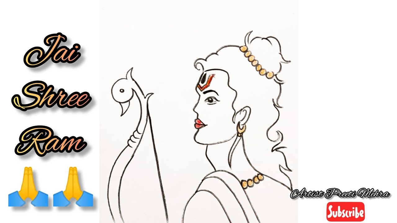 How to draw lord Ram ji step by step/ Easy Shree Ram ji drawing/ Jai ...