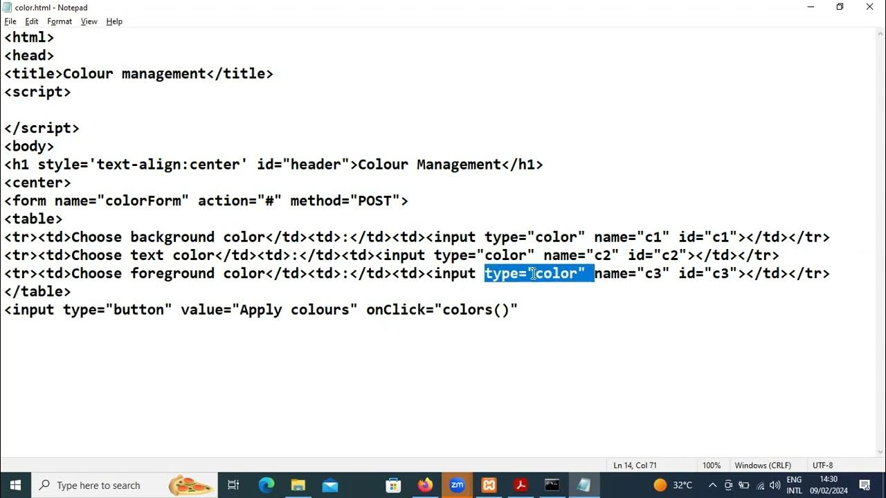 HTML/ Javascript program to control document colours - YouTube