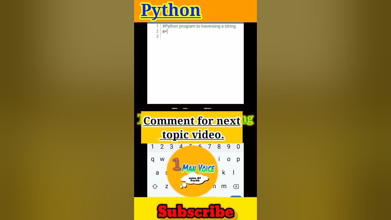 Python Program To Use Traversing In A Stringpython Programpythonshortsprogram Youtube