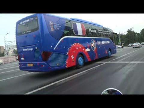 World Cup: France team bus on the road to stadium for final - YouTube