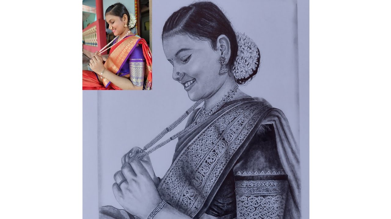 How to draw a portrait sketch of a pretty lady, - YouTube