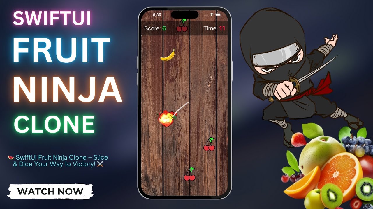 🍉 SwiftUI Fruit Ninja Clone – Slice & Dice Your Way to Victory! ⚔️ - YouTube