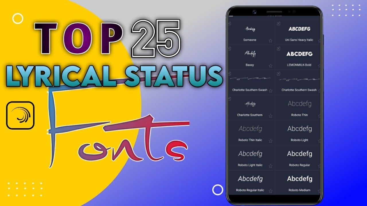 Top 25 fonts for lyrics video editing alight motion | Top Pixellab ...