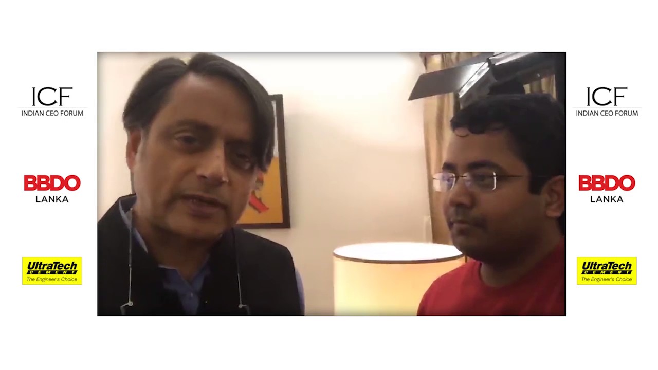Dr Shashi Tharoor in conversation with Mr Santosh Menon, MD BBDO Lanka at ICF Colombo, Sri Lanka ...