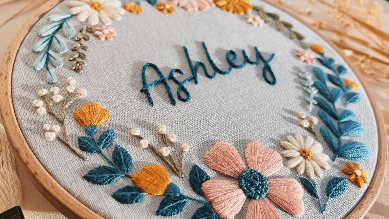 Baby Name Sign for nurser decor - Simple hand embroidery design for ...