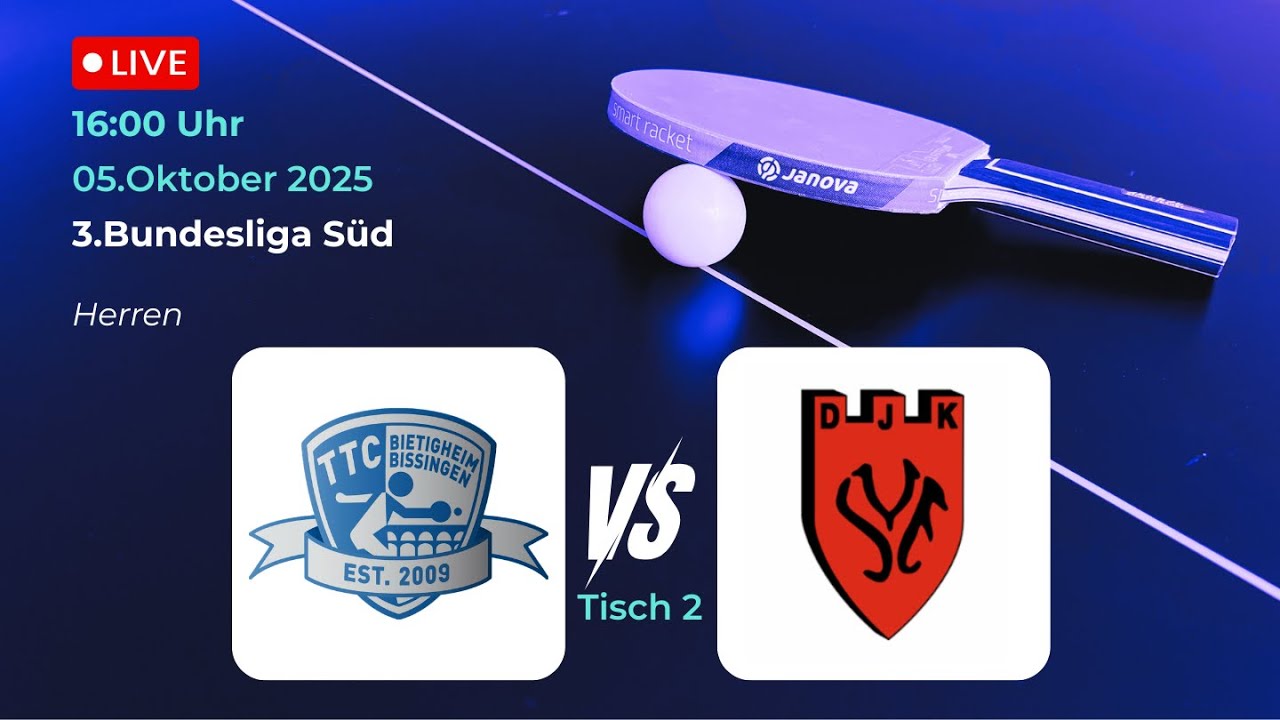 TTC immoXone Bietigheim-Bissingen vs. SV DJK Eggolsheim | 3.Bundesliga Süd Tischtennis Tisch2 ...