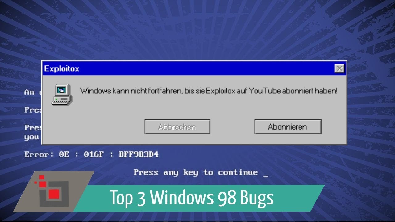 Top 3 Windows 98 Bugs! | Exploitox [DE] - YouTube