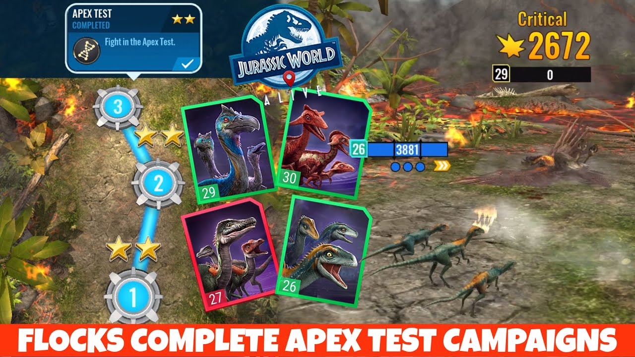 FLOCKS COMPLETE APEX TEST CAMPAIGN MISSIONS (Jurassic World Alive 2.17 ...