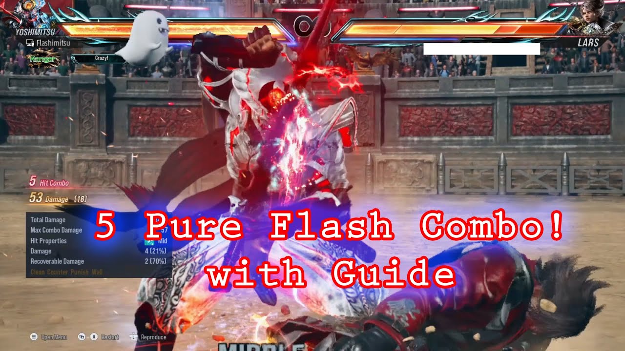 5 Pure Flash Combo With Guide - Tekken 8 Yoshimitsu - YouTube