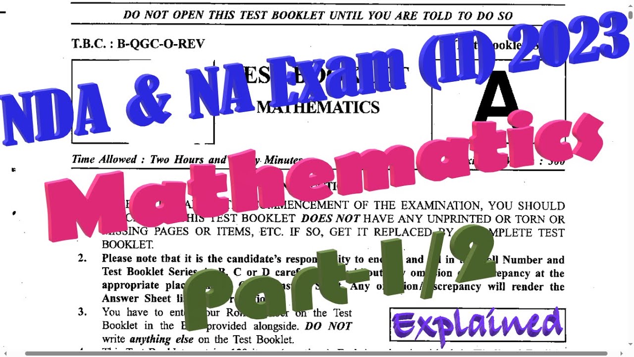 NDA & NA Exam(II) 2023_Maths (1)| nda previous year paper solved, nda ...