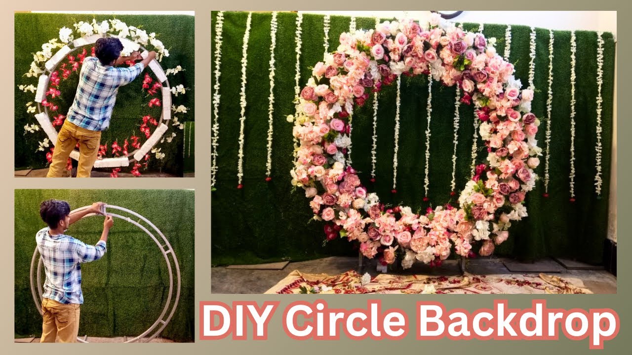 DIY - How To Make Round Wedding Backdrop With Artificial Flowers,Making ...
