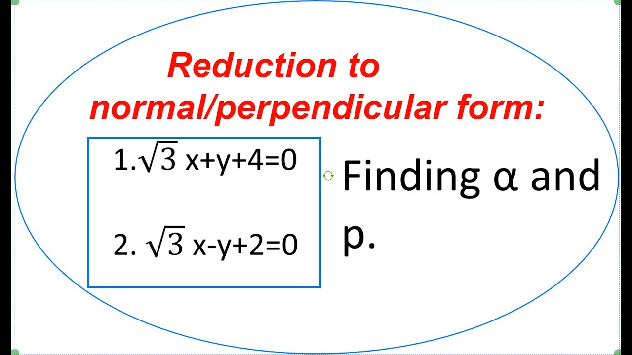 reduction of equation of st.line into normal or perpendicular form ...