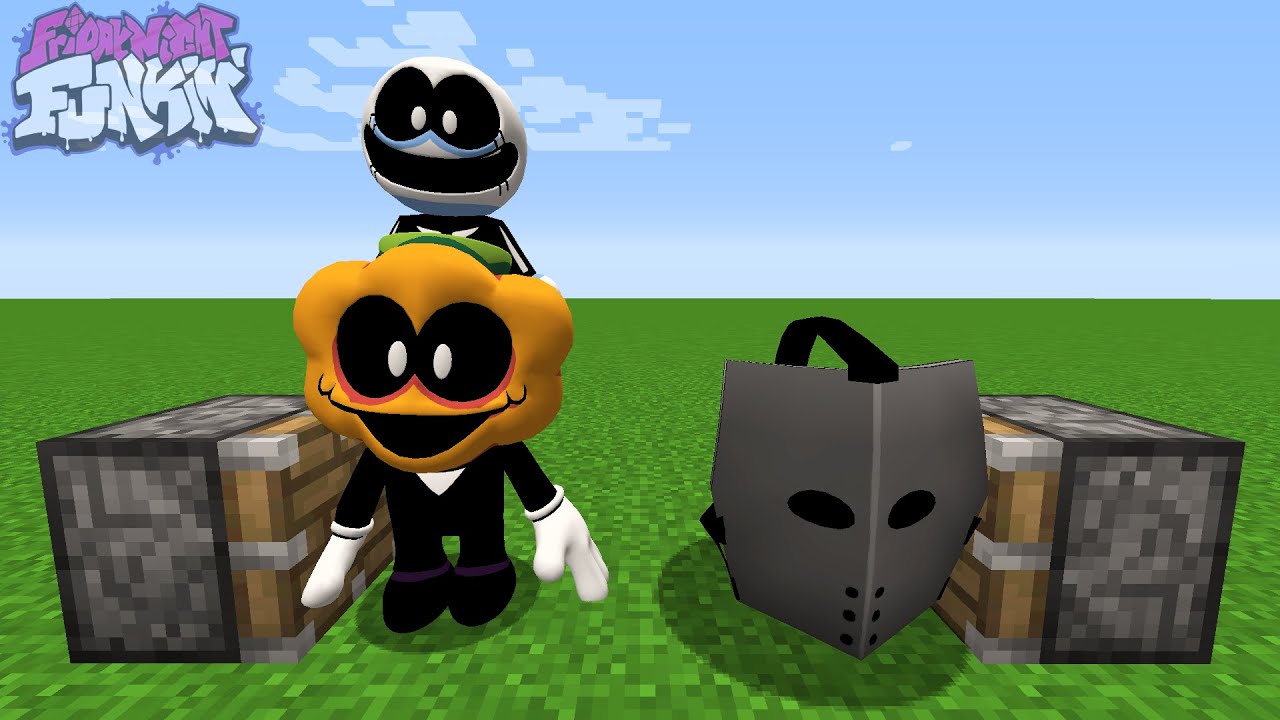 SKID and PUMP + MASK | FNF Friday Night Funkin' Characters in Minecraft ...