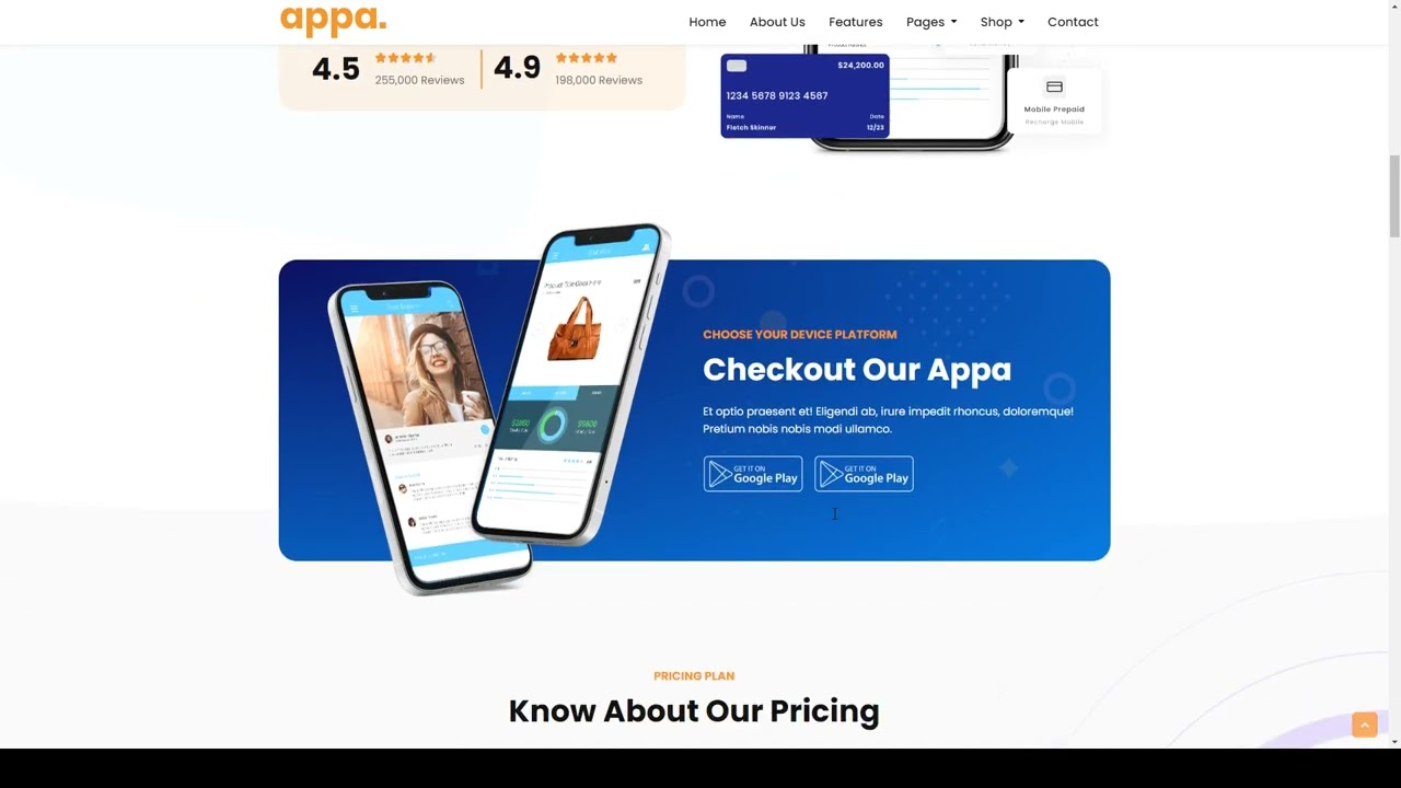 Appa - Mobile App Landing Page Template modern app landing template ...